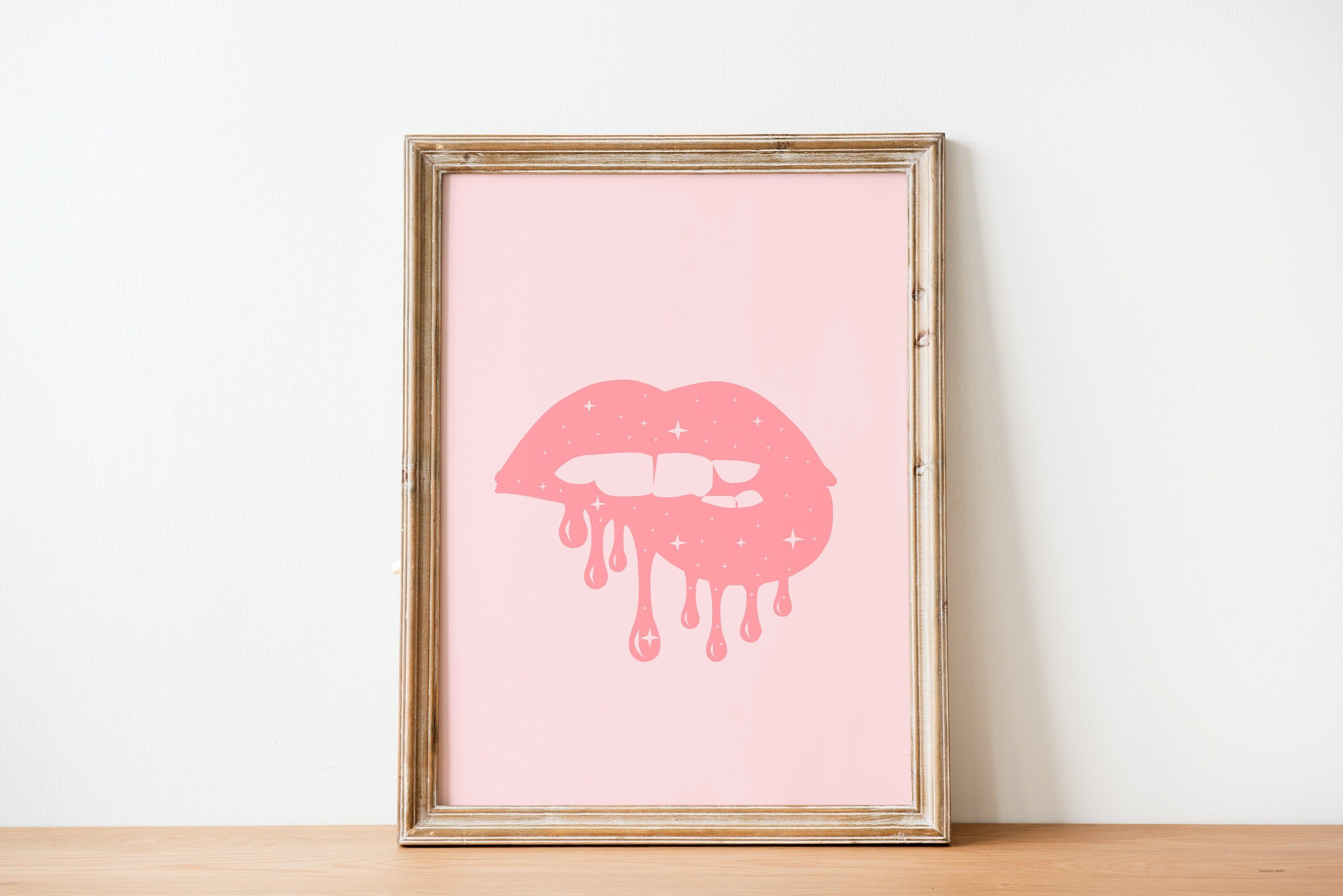 Pink Lips Wall Art Print, Lips Printables, Pink Lips Digital Download ...