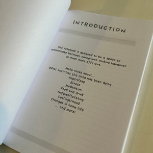 Communication Handover Notebook for Nursery, Childminders, Separated ...