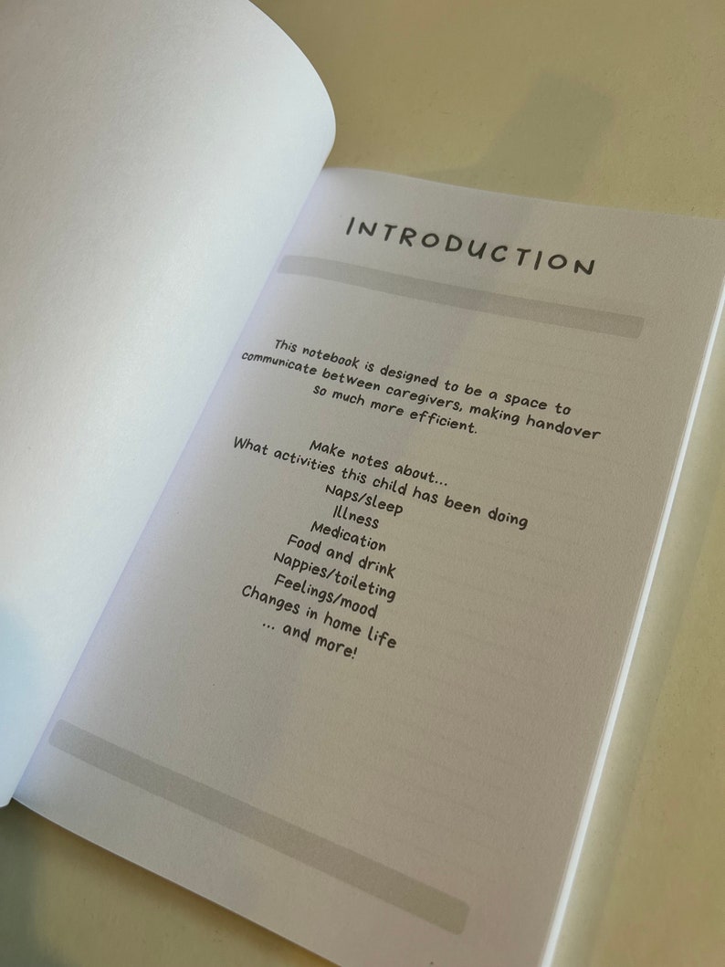 Communication Handover Notebook for Nursery, Childminders, Separated ...