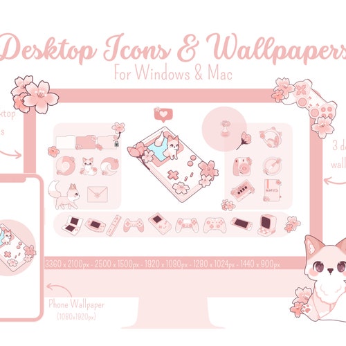 Gaming Sakura's Flowers Theme for Windows and Mac Cute - Etsy