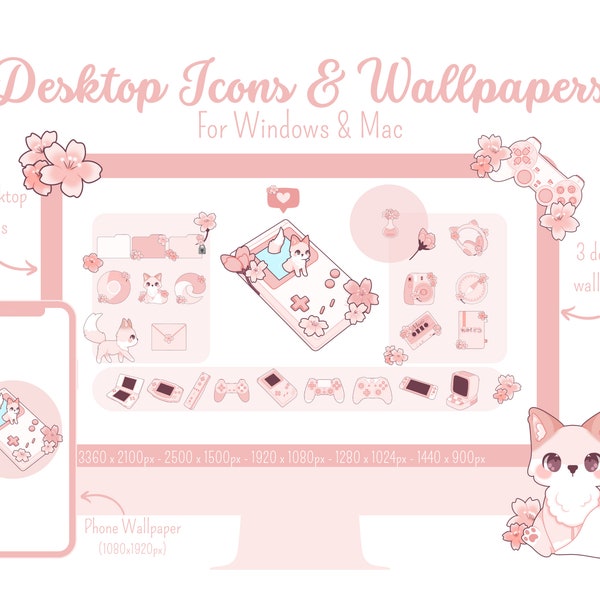 Cute Gaming Icons Desktop - Etsy