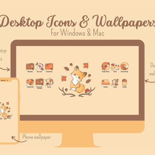 Cosy Desktop Icons and Wallpaper for Computer Windows & Mac - Etsy