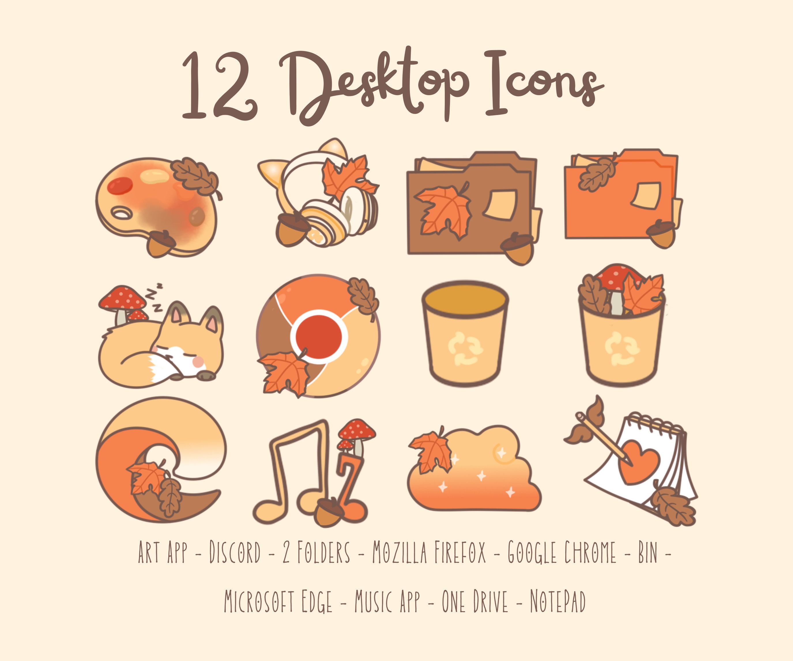 Autumn and Fox Desktop Icons and Wallpaper for Computer Windows & Mac ...