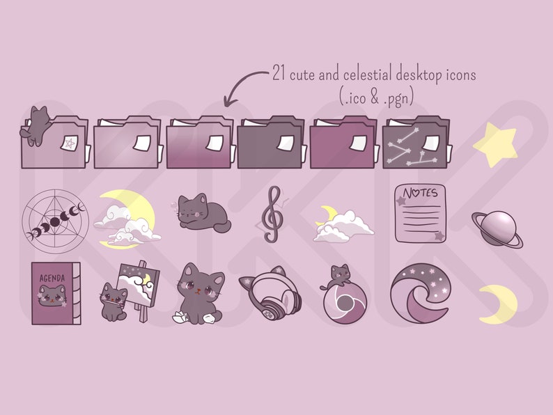 Windows and Mac Celestial Theme, Cute Desktop Icons and Wallpapers ...