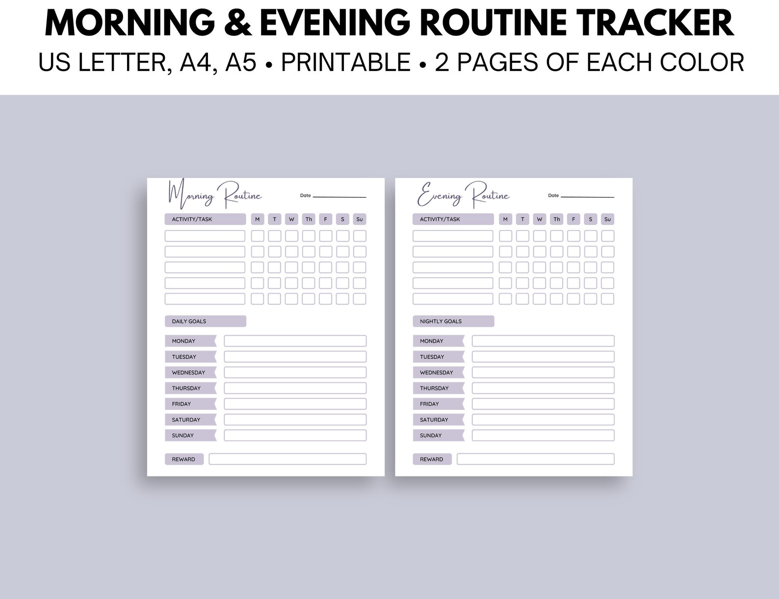 Morning and Evening Routine Tracker, Morning Habits, Evening Habits ...