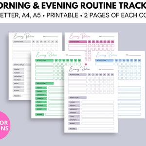 Morning and Evening Routine Tracker, Morning Habits, Evening Habits ...