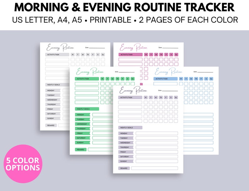 Morning and Evening Routine Tracker, Morning Habits, Evening Habits ...