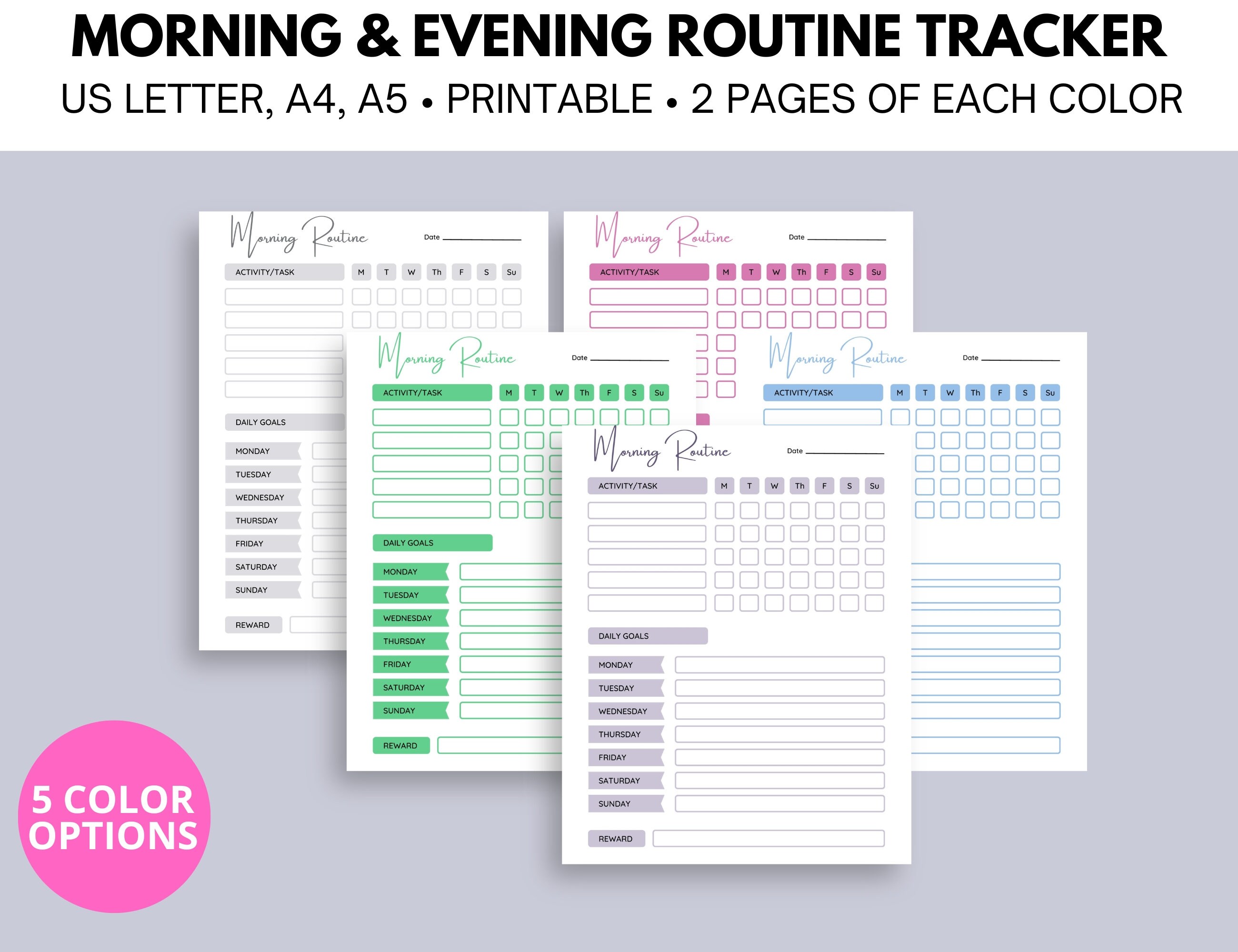 Morning and Evening Routine Tracker, Morning Habits, Evening Habits ...