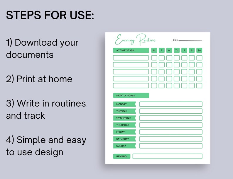 Morning and Evening Routine Tracker, Morning Habits, Evening Habits ...