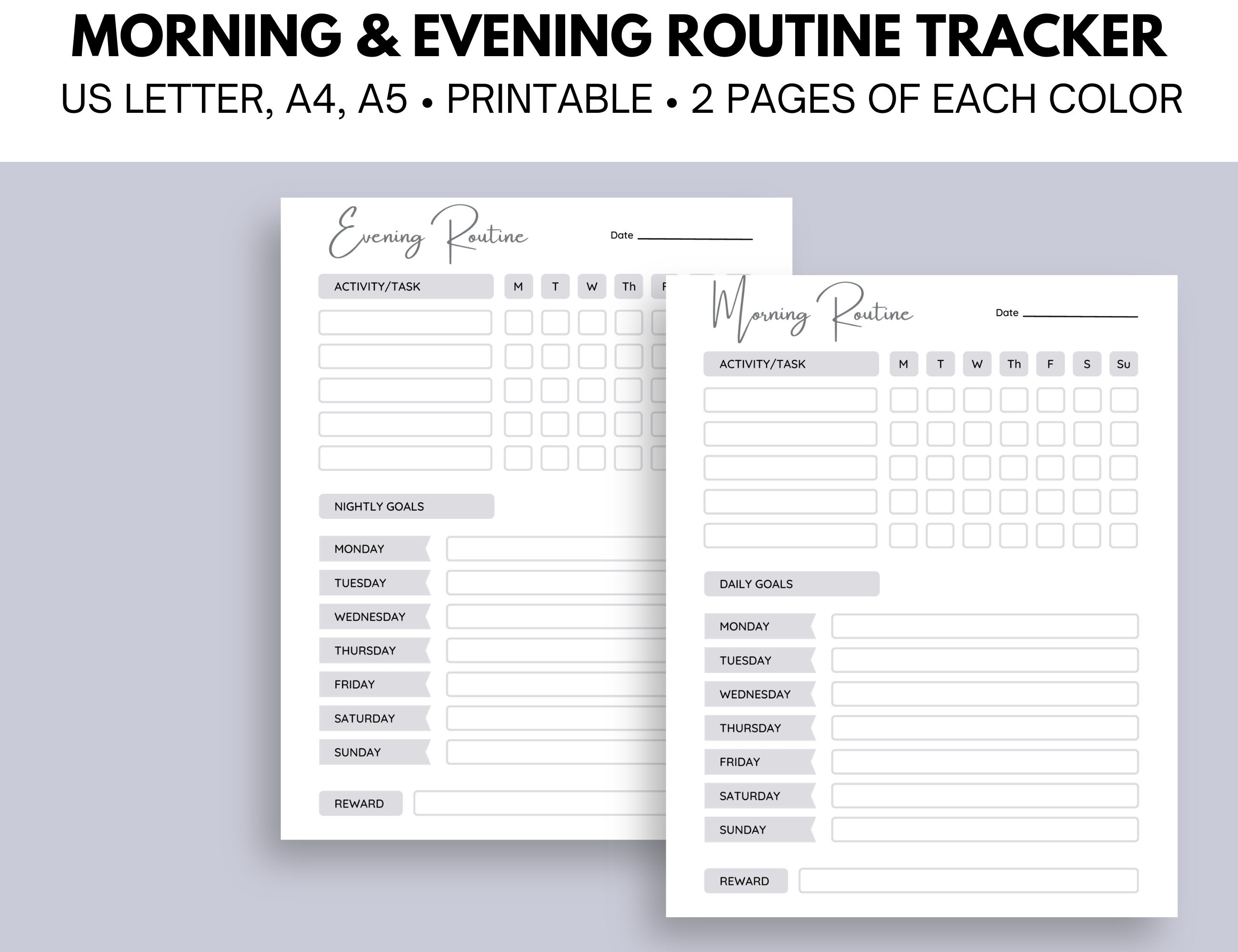 Morning and Evening Routine Tracker, Morning Habits, Evening Habits ...