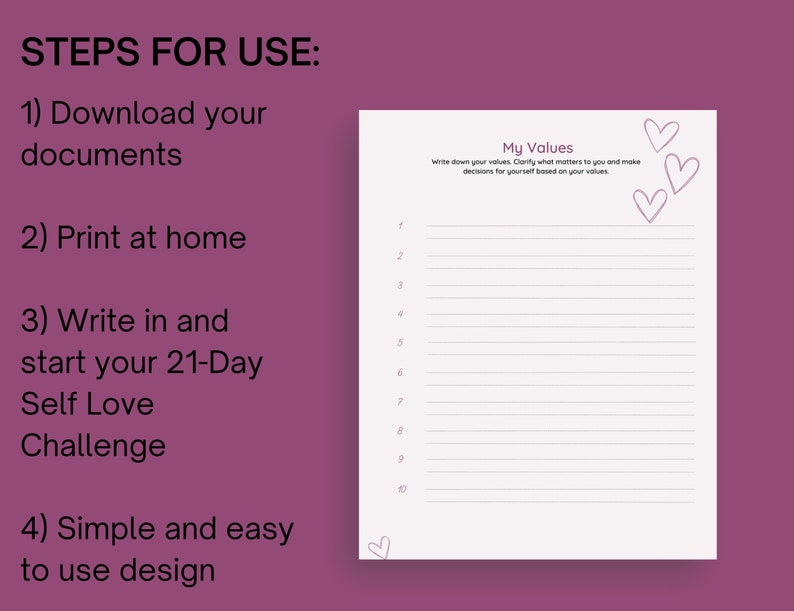 21-day Self Love Challenge, Self Care, Journal Prompts - Etsy