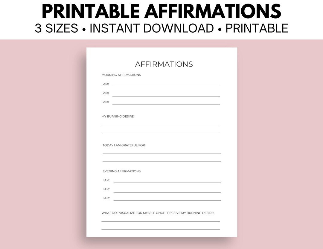 Daily Affirmation Printable - Etsy
