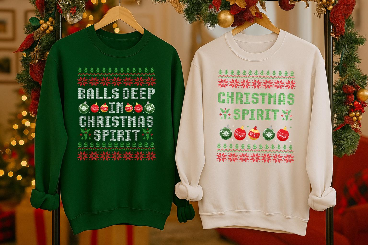 Christmas Spirit Matching Sweatshirts, Funny Xmas Ugly Sweater, Balls ...