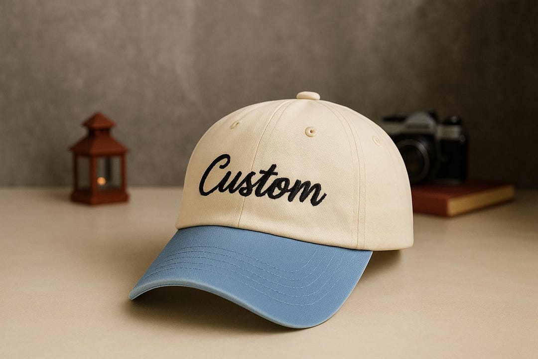 Custom Embroidered Two Tone Cap, Personalised Name or Initial Unisex ...