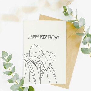Personalised Line Art Greeting Cards, Sketch From Photo Birthday Card ...