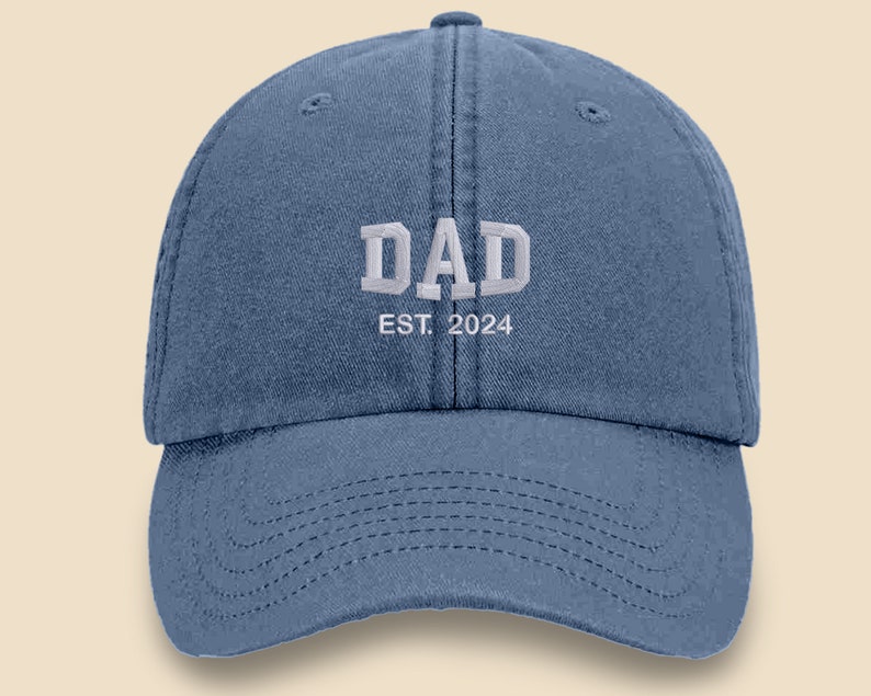 Custom Dad Embroidered Vintage Caps, Personalised Est Date Dad Hats ...
