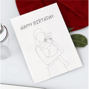 Personalised Line Art Greeting Cards, Sketch From Photo Birthday Card ...