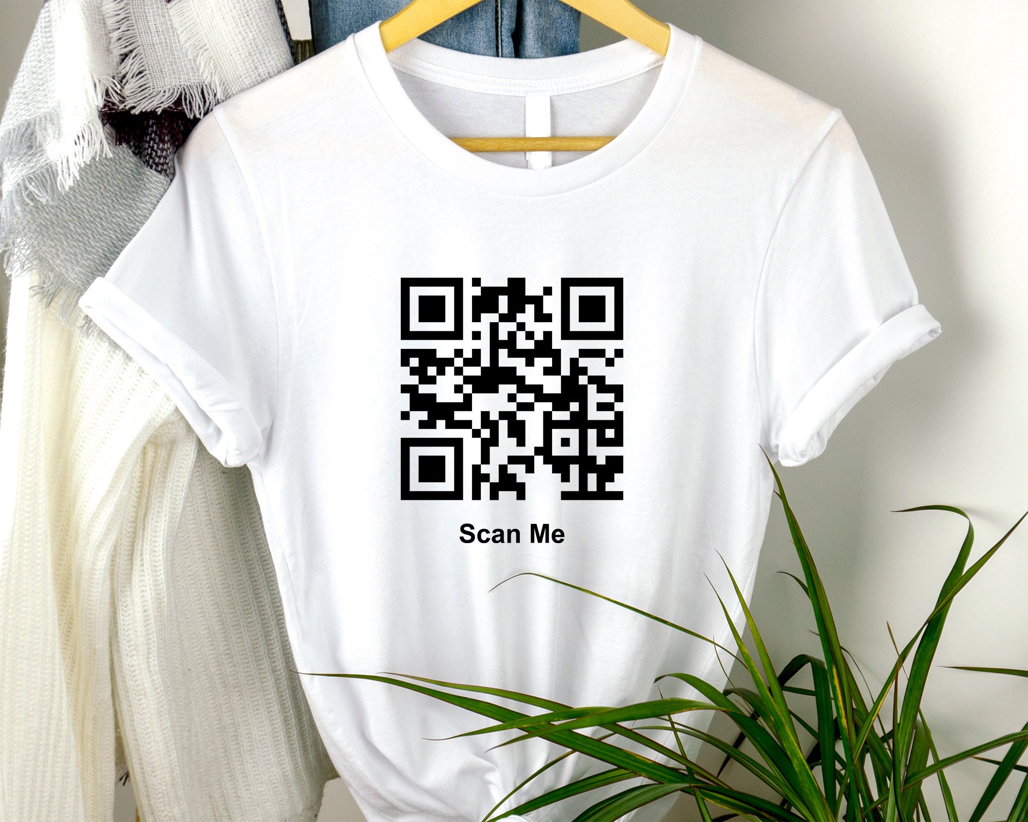 Personalised QR Code T Shirt, Custom Scannable Qr Code Shirts, Printed ...