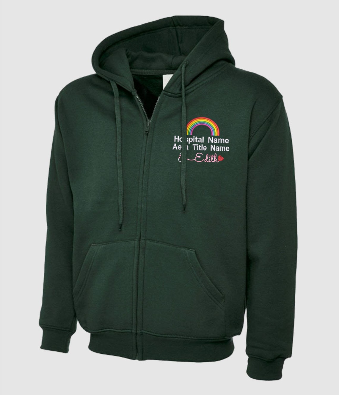 Embroidered Medical Logo Zip Hoodie, Personalised Hospital/department ...