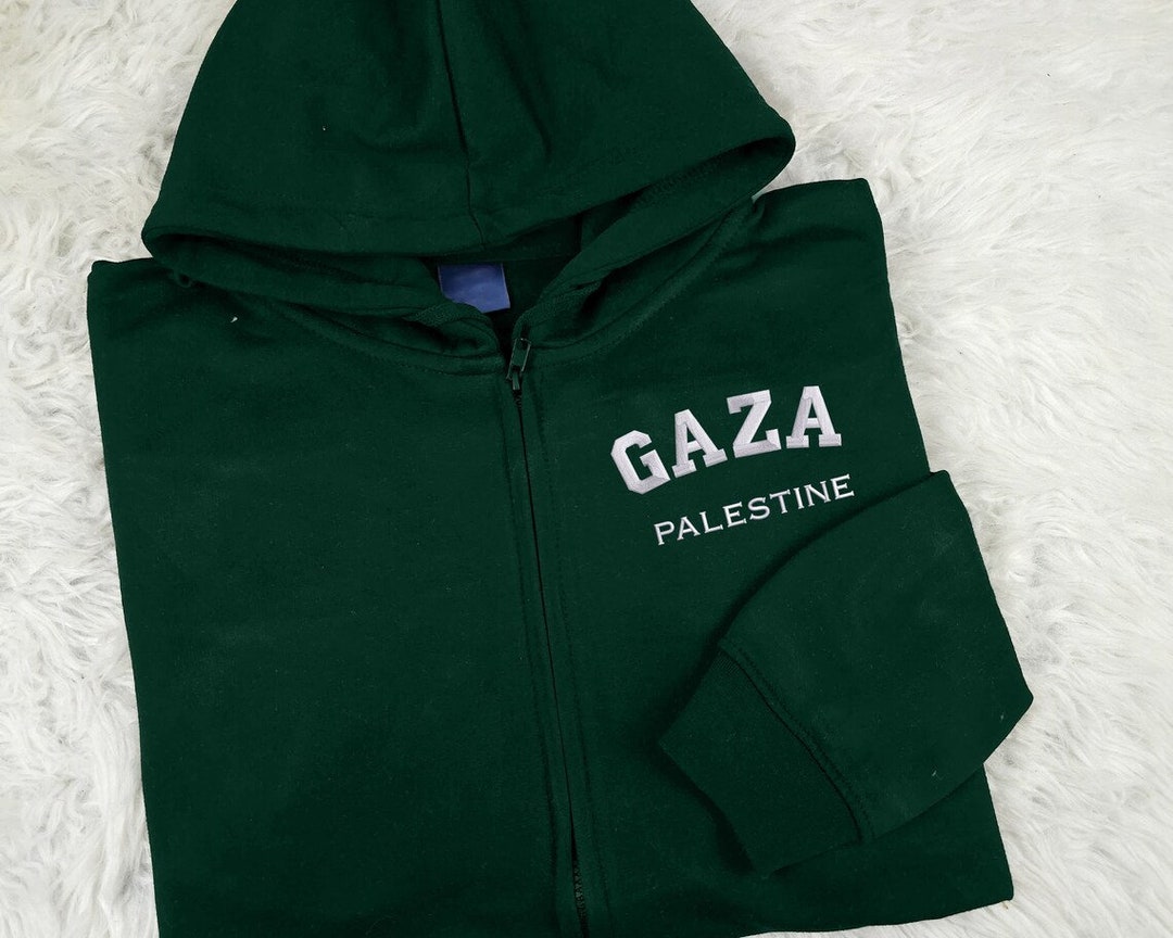 Palestine Gaza Embroidered Hoodie, Palestine Gaza Monogrammed Full Zip ...
