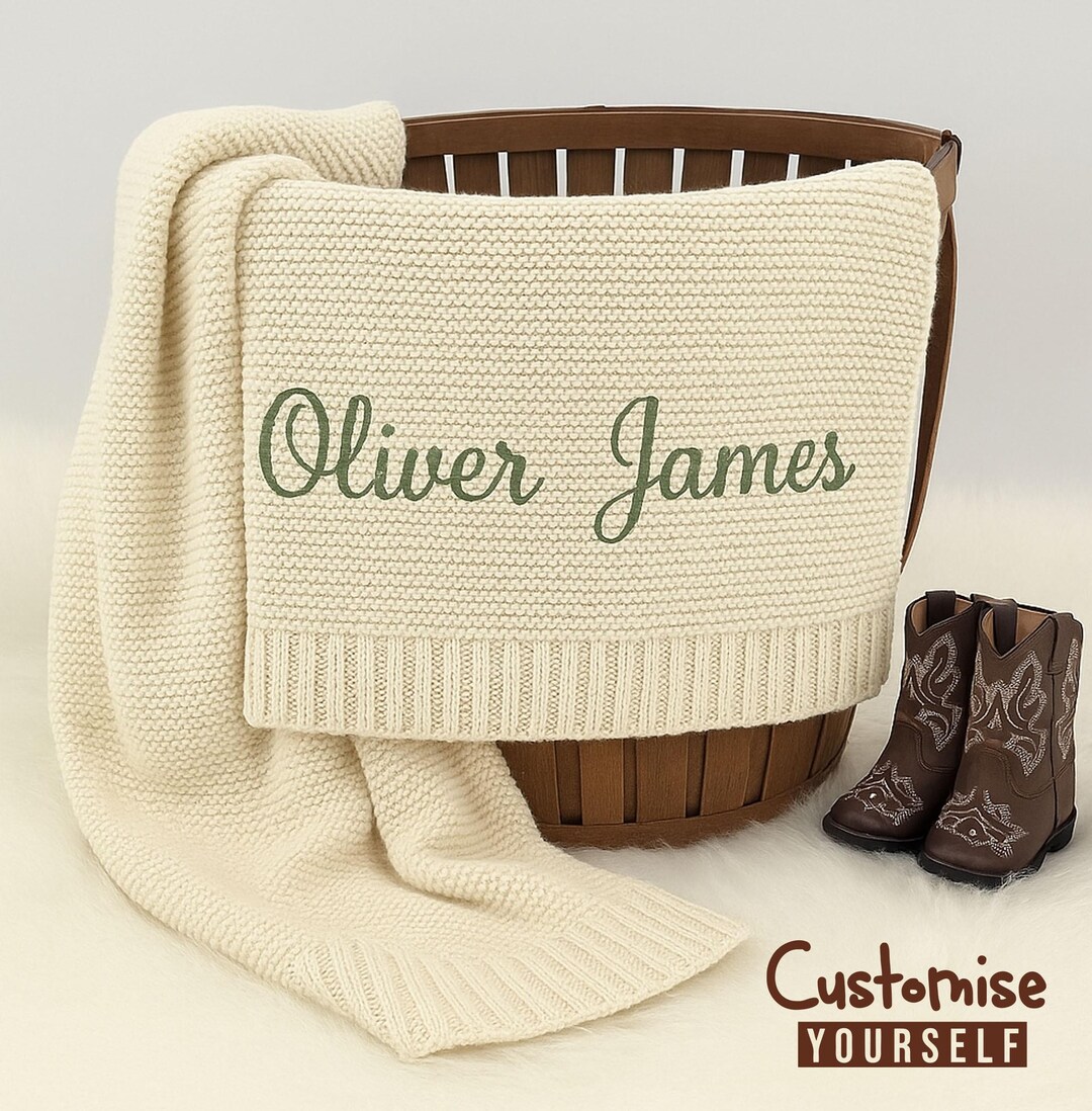 Custom Baby Name Blanket, Personalized Name Blanket, Embroidered Name ...