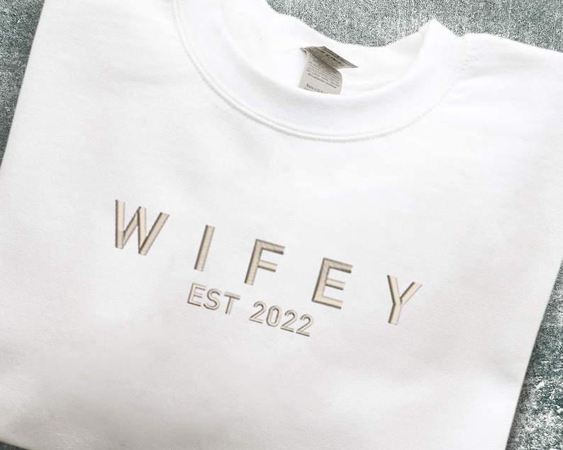 Wifey and Hubby Embroidered Custom Date Jumper, Mr and Mrs Matching ...