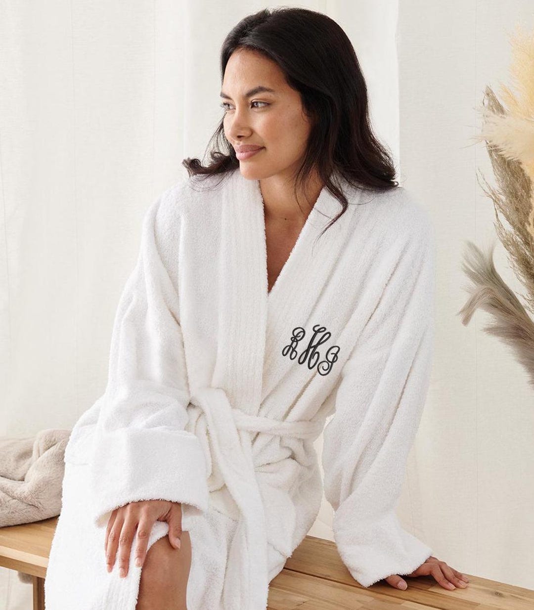 Embroidered Robes for Women, Personalized Initials Bath Robes, White ...
