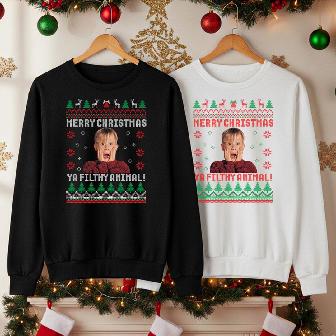 Merry Christmas Ya Filthy Animal Sweatshirt, Adults Ugly Christmas ...