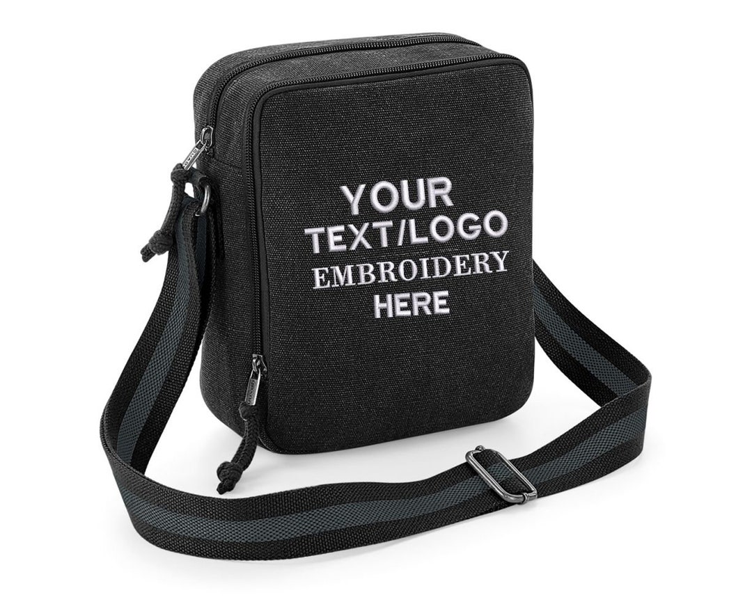 Personalised Mini Reporter Bag, Custom Text/logo Embroidered Shoulder ...