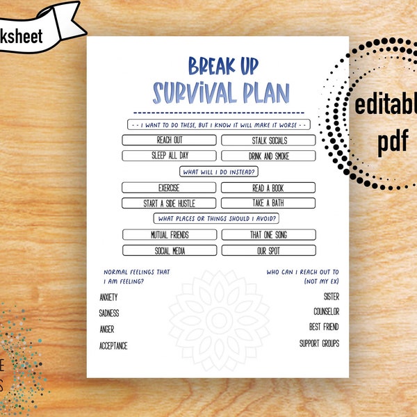 Break up Worksheets - Etsy