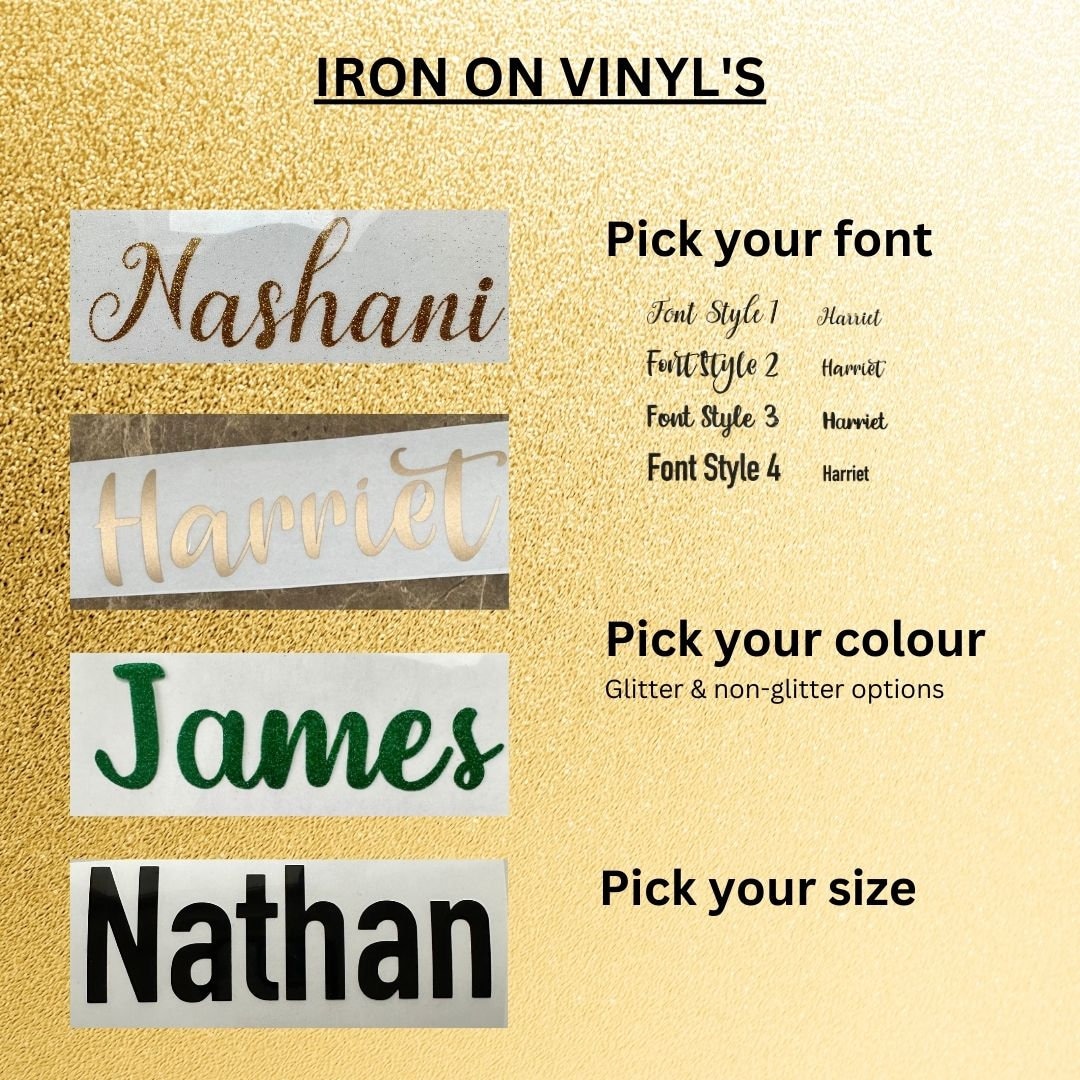 Heat Transfer Iron on Vinyl Name - DIY Personalised/customised Clothing ...