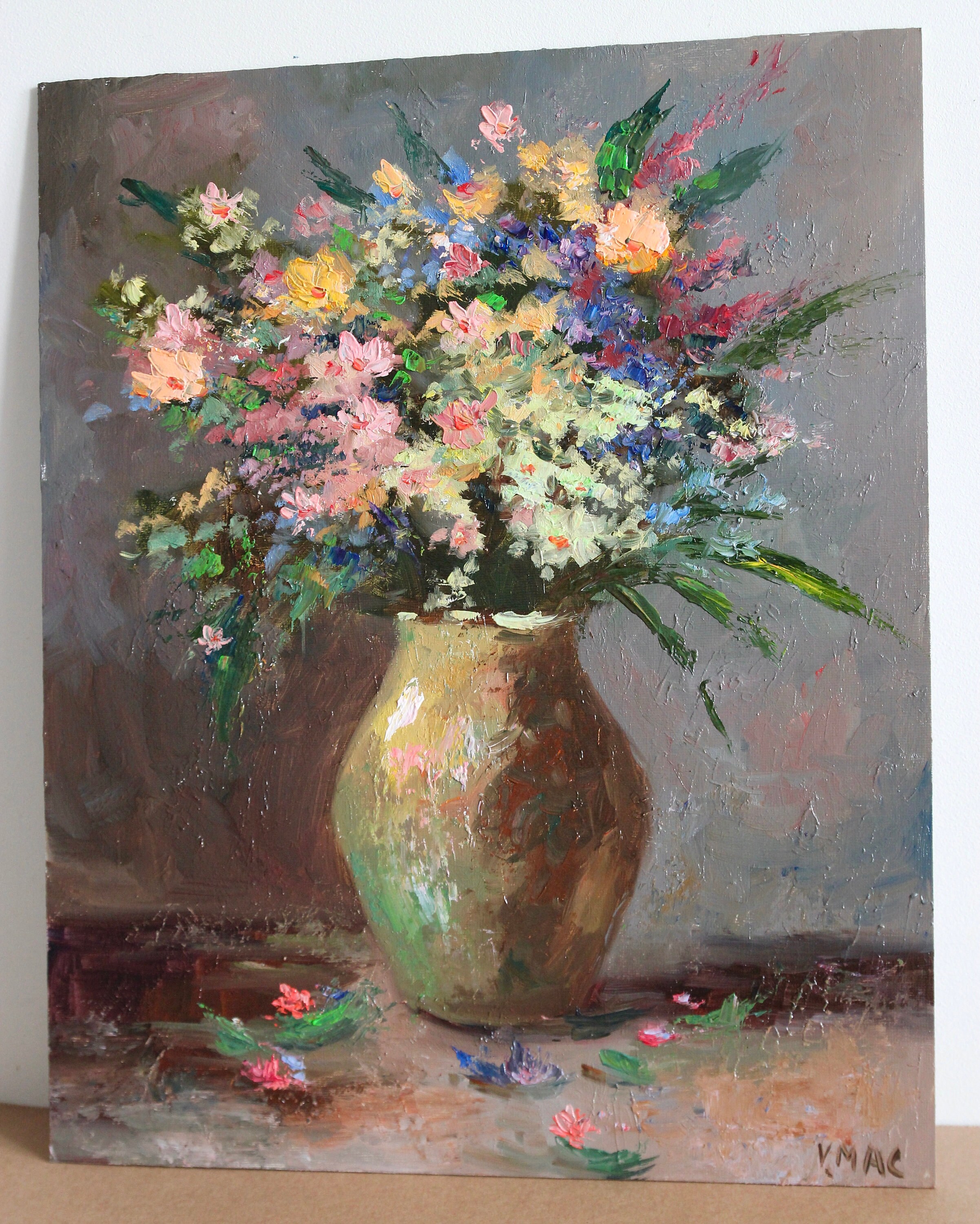 Flowers Painting Original Oil Wildflowers Bouquet Canvas - Etsy