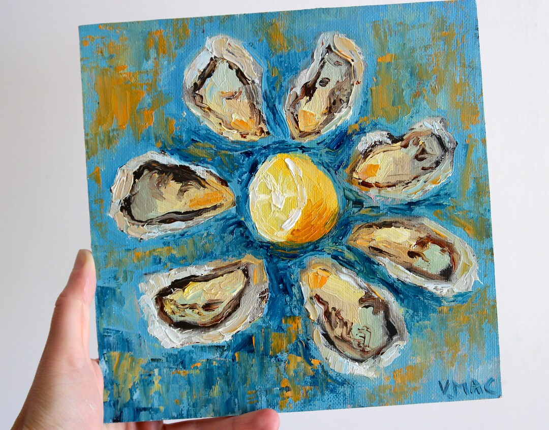 Oyster Painting Shell Original Art Oil Painting 8x8 Seafood - Etsy