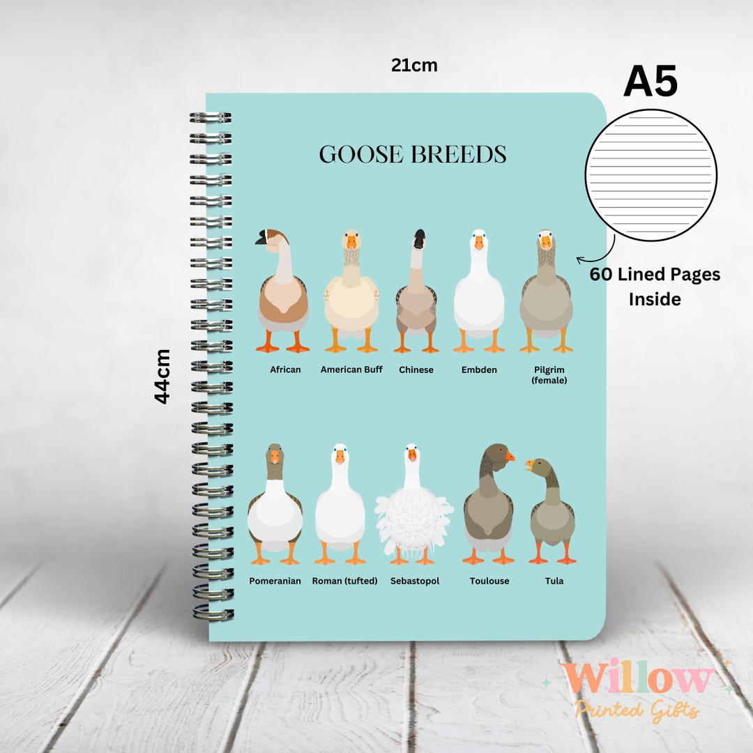 Goose Breeds Notebook: Farm Animal Journal, Bird Lover Gift - Etsy UK