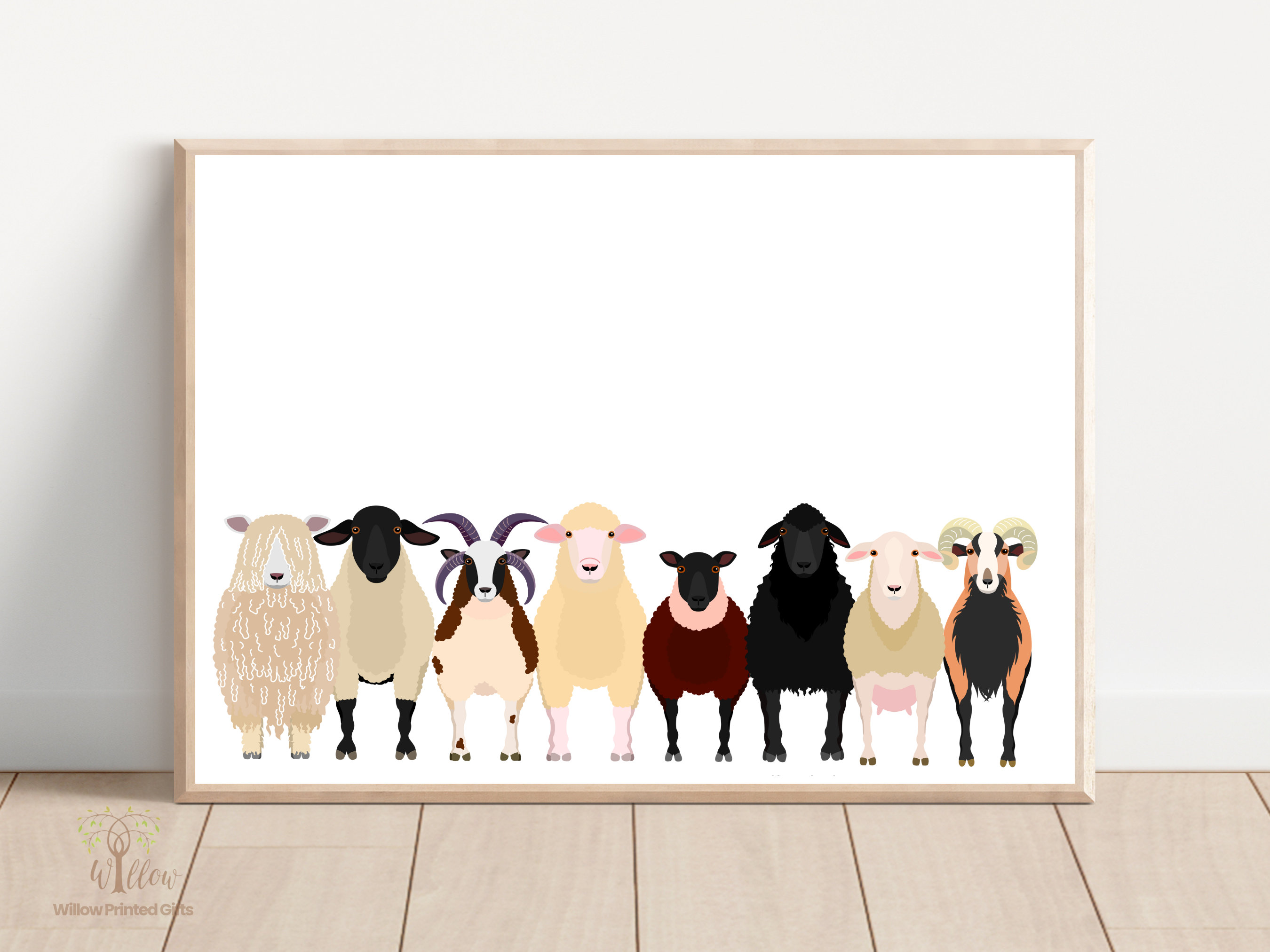 Sheep Print, Sheep Breeds Poster, Sheep Types Illustrations, Sheep ...