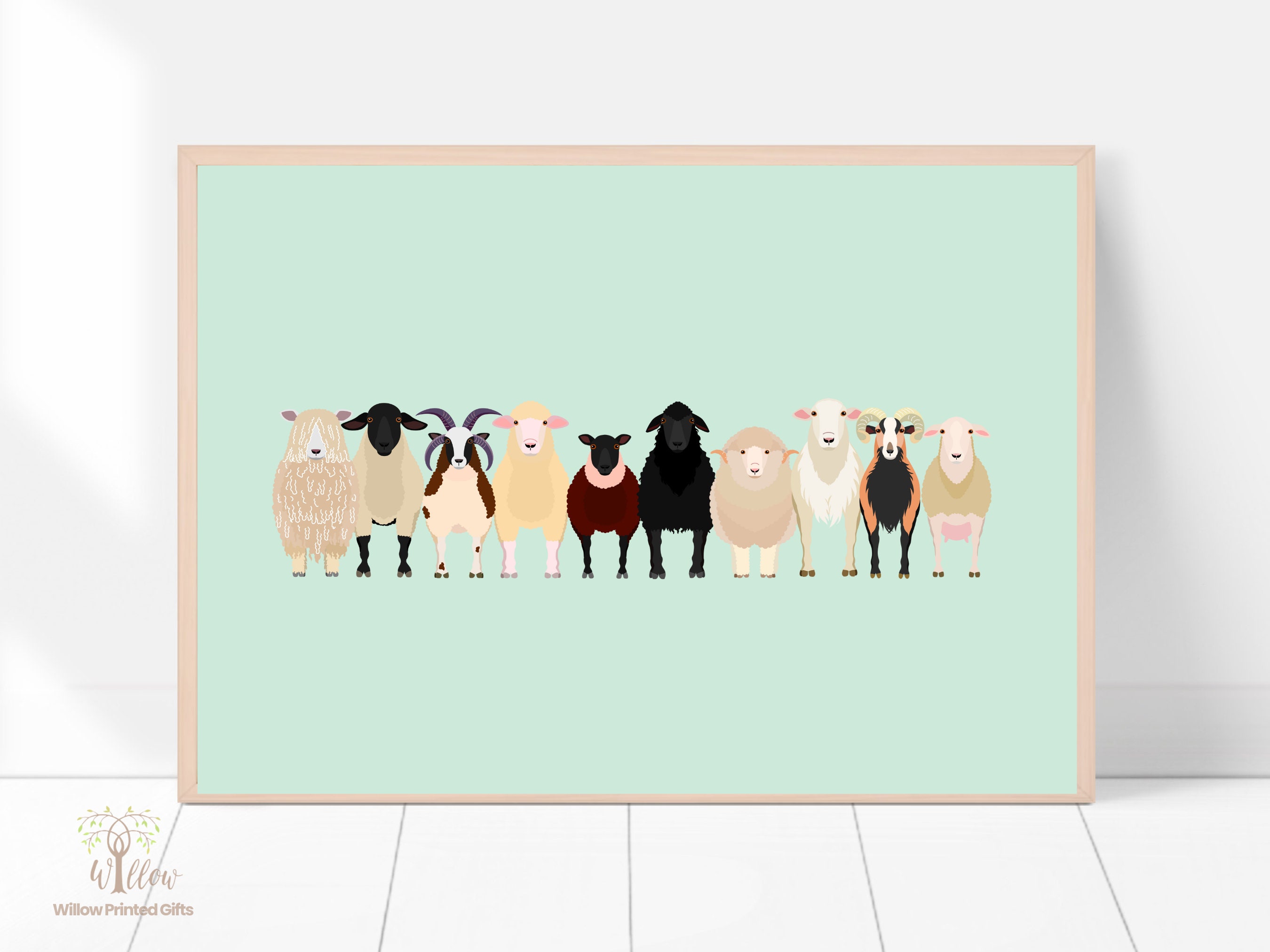 Sheep Print, Sheep Breeds Poster, Sheep Types Illustrations, Sheep ...