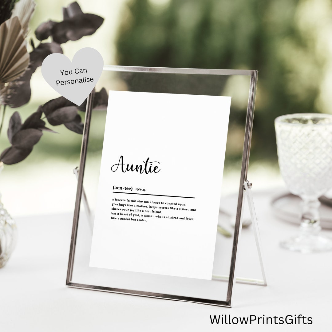 Auntie Definition Print, Aunty Gift, Auntie Quote Print, Home Gift ...