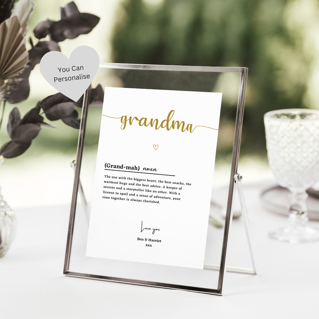 Grandma Definition Print, Gifts for Grandma, Grandma Gifts, Wall Art ...