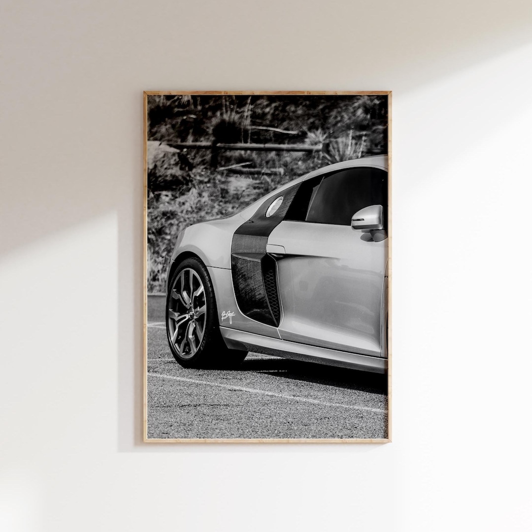 Iconic Audi R8 Print Digital Download,black and White Audi Poster,sport ...