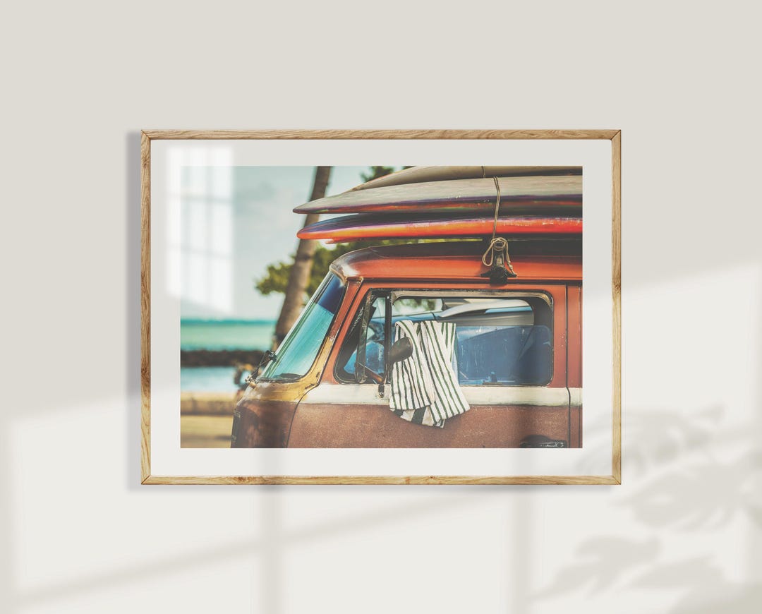 Vw Bus Van Print,california Beach Van Art,beach Photography,surfboard ...