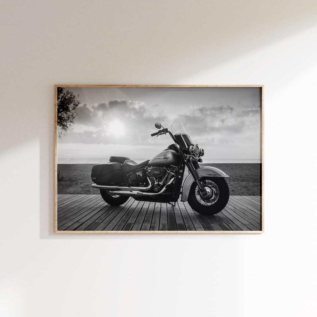 Vintage Motorcycle Art Print: Cruiser Motorbike Poster, Classic Bike ...