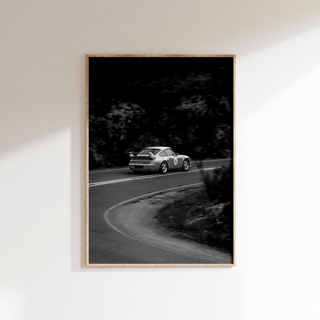 911 Style Car Driving Poster: Retro Sport Car Print, Prsch Wall Art ...