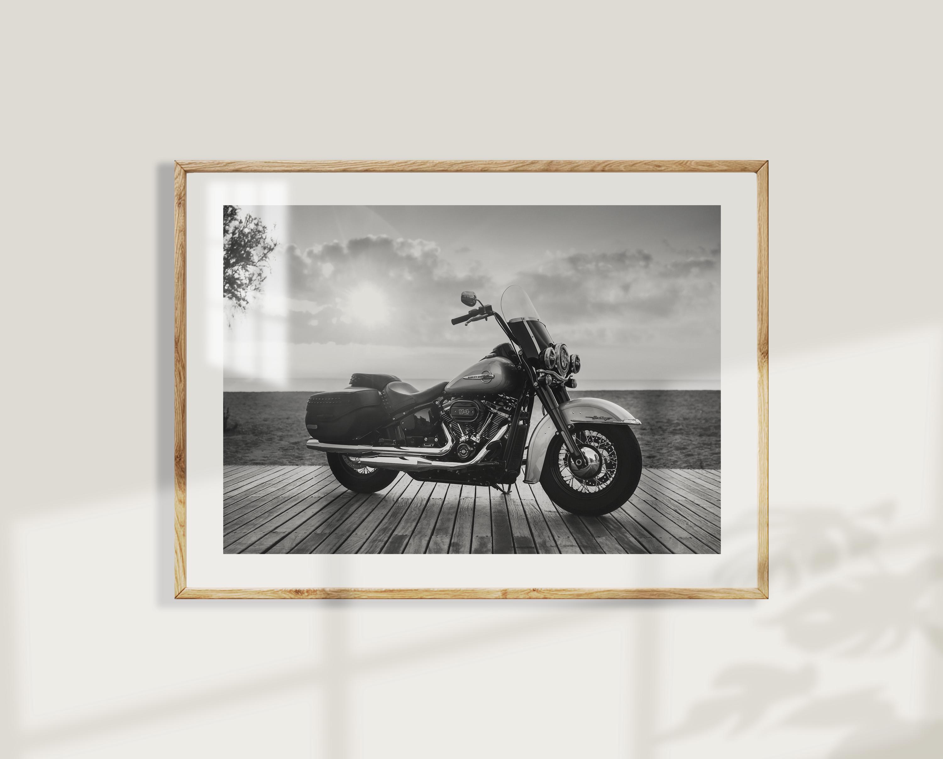Vintage Motorcycle Art Print: Cruiser Motorbike Poster, Classic Bike ...