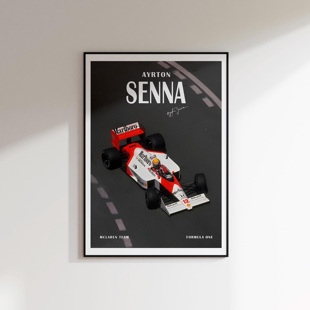 Ayrton Senna Poster, F1 Wall Art, Vintage Racing Print, Formula Driver ...