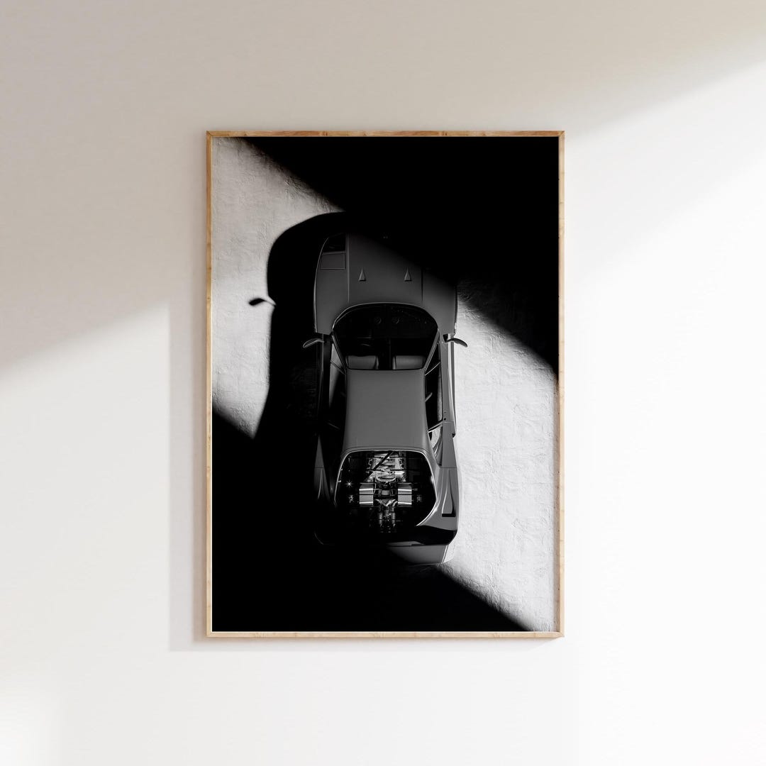 Ferrari F40 Minimalist Poster,ferrari Top View Print,black and White ...