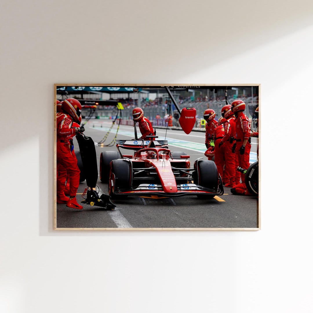 F1 Ferrari Pit Stop Poster, Leclerc Racing Print, Formula Race Wall Art ...