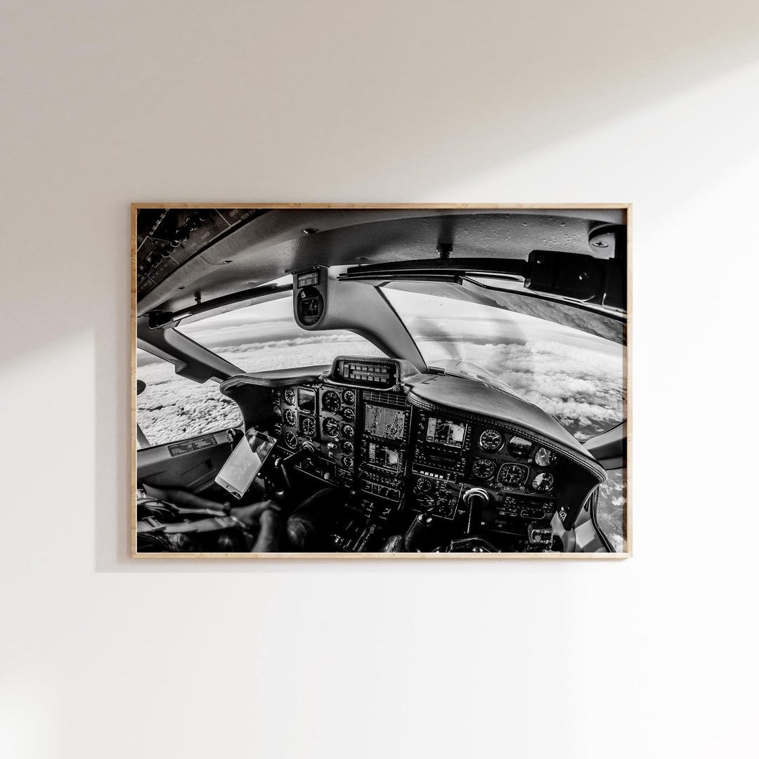 Airplane Cockpit Print Instant Download,airplane Cockpit Poster,black ...