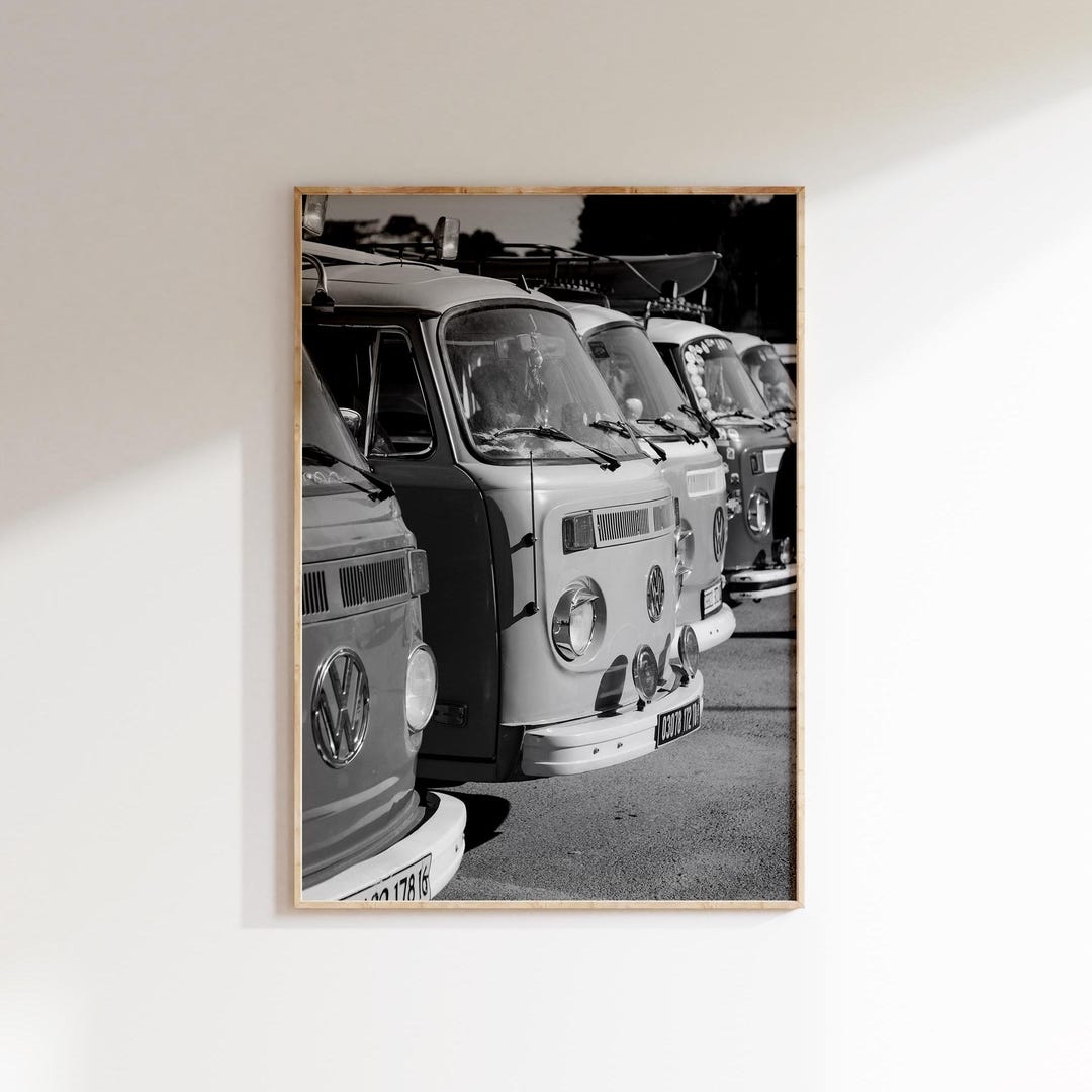 Vintage VW Van Poster Digital Download,retro Van Print,black and White ...