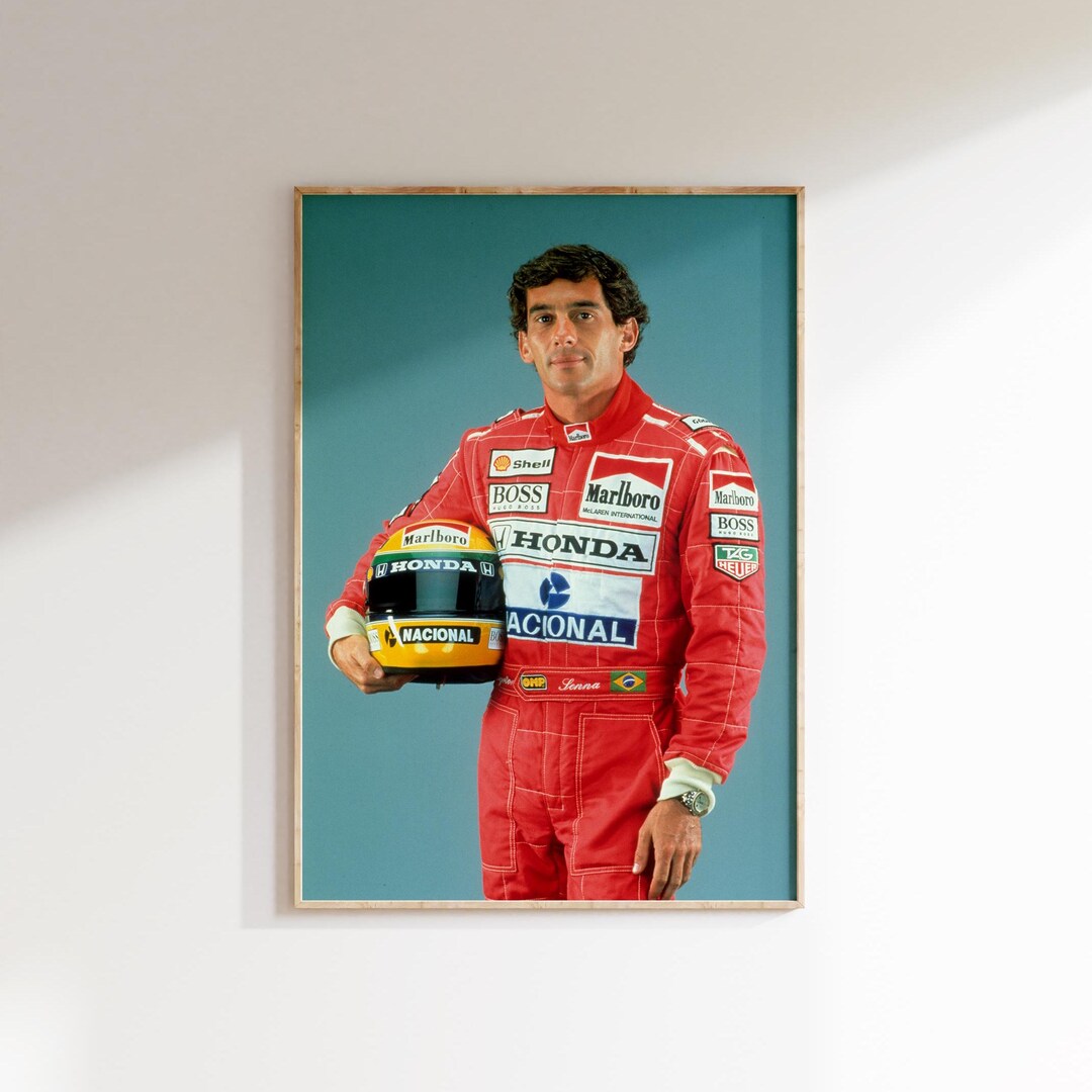 Ayrton Senna Print, Legend F1 Driver Poster, Vintage Racing Wall Art ...
