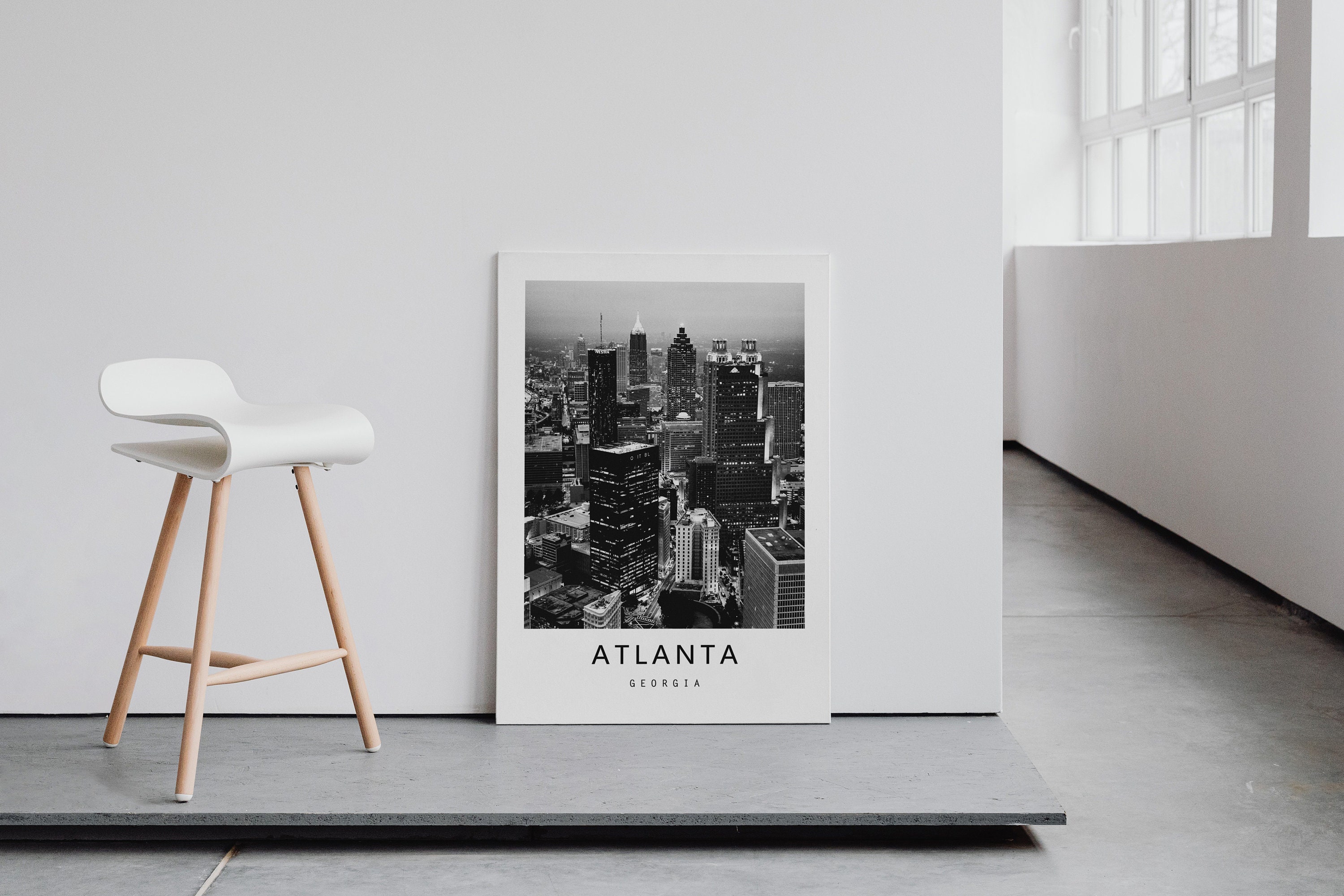 Atlanta Cityscape Poster Instant Download,atlanta Print,black and White ...